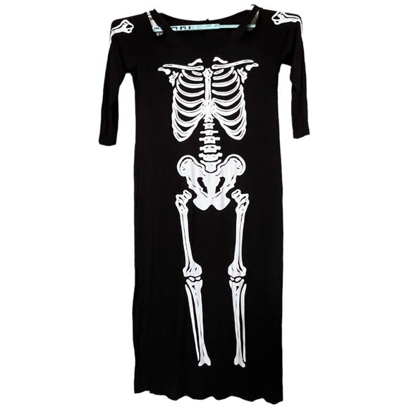torrid | Dresses | Torrid Skeleton Cold Shoulder Maxi Dress Ribcage ...